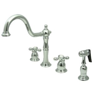 kingston brass kb1791axbs heritage 8-inch centerset kitchen faucet, polished chrome