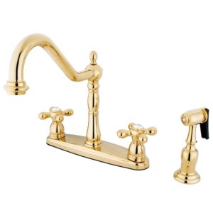 kingston brass kb1752axbs heritage 8-inch centerset kitchen faucet, polished brass