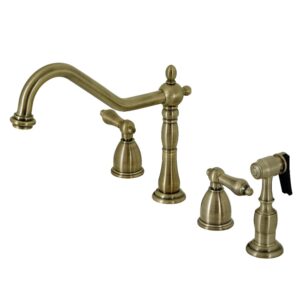 kingston brass kb1793albs widespread kitchen faucet, antique brass