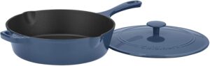 cuisinart cast iron pan, 12" chicken fryer, enameled provencial blue