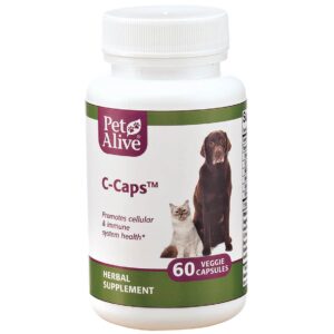 petalive c-caps - all natural herbal supplement promotes cellular and immune system health in dogs and cats - 60 veggie caps