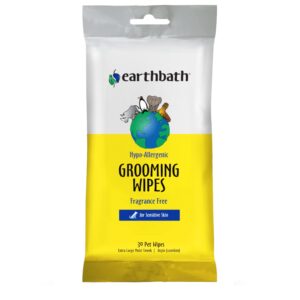 earthbath, hypo-allergenic grooming wipes - fragrance free dog wipes for paws and butt, best pet wipes for dogs with sensitive skin, made in usa, cruelty-free dog cleaning wipes - 30 count (1 pack)