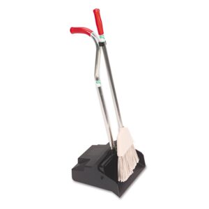 unger edpbr ergo dustpan with broom, 12 wide, metal w/vinyl coated handle, red/silver