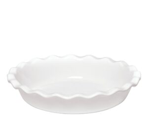 emile henry made in france 9 inch pie dish, white