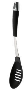 circulon elite nylon slotted spoon with coated handle - black