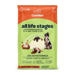 canidae all life stages dry dog food, less active formula with chicken, turkey & lamb, 27 lbs.