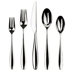 gourmet settings 20-piece silverware willow collection polished stainless steel flatware sets-service for 4-kitchen cutlery utensils knife/fork/spoons, dishwasher safe, silver