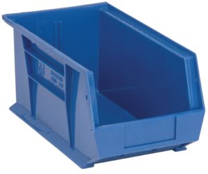 quantum storage systems qus240 plastic storage stacking ultra bin, 14-inch by 8-inch by 7-inch, blue, case of 12, qus240bl