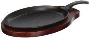 winco fs-2 2-piece cast-iron fajita server set,black, brown,medium