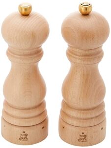 peugeot - paris u’select salt and pepper mill set - adjustable grinders - beechwood, natural, 7in, (2/23386)