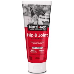 nutri-vet cat hip & joint paw gel | cat joint supplement | glucasomine, msm, and chondroitin | tasty & easy to give | 3 ounce tube