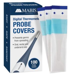 mabis disposable probe covers for digital thermometers, box of 100, fsa eligible, can be used orally, rectally or under the arm