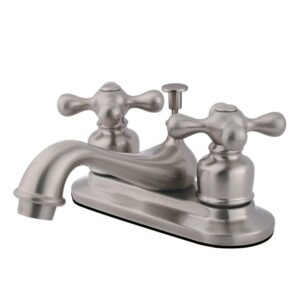 kingston brass kb608ax restoration center set lavatory faucet with brass/abs pop-up, 4-1/2-inch, brushed nickel