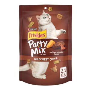 purina friskies cat treats, party mix wild west crunch - (pack of 10) 2.1 oz. pouches