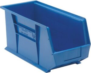 quantum qus265 plastic storage stacking ultra bin, 18-inch by 8-inch by 9-inch, blue, case of 6