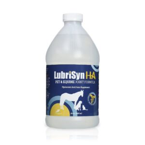 lubrisynha hyaluronic acid pet & equine joint formula 64oz - all-natural, high-molecular weight liquid hyaluronan - joint support for horses, dogs, cats - promotes healthy joint function, made in usa