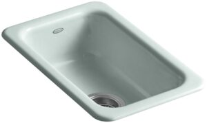 kohler k-6586-fe iron/tones self-rimming (12" x 18-3/4") or undercounter (9" x 15-3/4") kitchen sink, frost