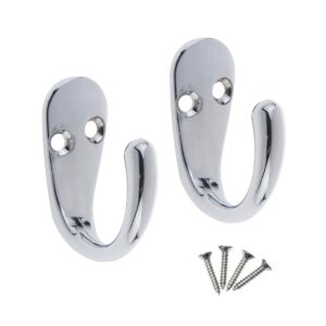 select hardware 2x single robe coat hooks with screws, polished chrome finish, door & wall mountable for bathroom bedroom living room hallway (pack of 2)