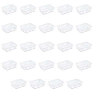 sterilite 16058024 mini storage tray, white, 24-pack