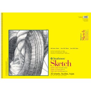 strathmore 300 series sketch pad, 18x24 inch, 30 sheets, side wire - artist sketchbook for drawing, illustration, art class students