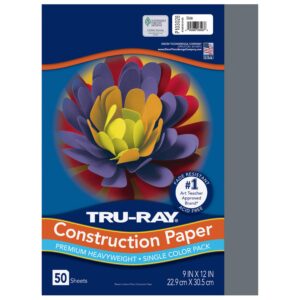 pacon 103028 tru-ray construction paper, 76 lbs., 9 x 12, slate, 50 sheets/pack