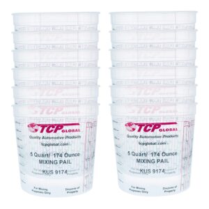 custom shop/tcp global (pack of 12 - mix cups/buckets - 5 quart) - (174 ounce volume paint and epoxy mixing cups)