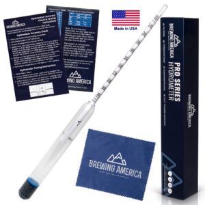 american-made precision hydrometer alcohol by volume abv tester – accurate final gravity testing, finished beer - easy to read pro series finishing nist traceable (single) brewing america