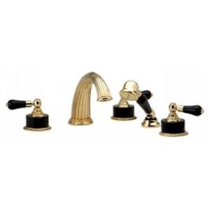 phylrich k2244p1_026 - versailles deck mounted tub set w/hand shower, black onyx handle