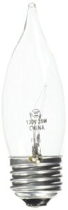 westinghouse 0366400, 25 watt, 130 volt clear incand ca10 light bulb, 2500 hour 190 lumen