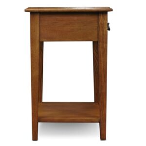 Leick Home 9041-MED One Drawer Square Side Table with Shelf, Medium Oak