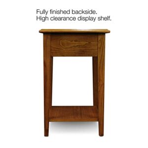 Leick Home 9041-MED One Drawer Square Side Table with Shelf, Medium Oak