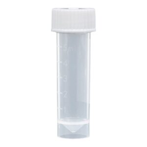 globe scientific 6101-a polypropylene molded graduations conical bottom self standing transport tubes with separate white polyethylene screw cap, 5ml capacity (case of 1000)