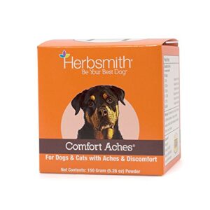 herbsmith comfort aches – herbal pain relief for dogs + cats – for pet aches + pains – anti-inflammatory supplement – 150g powder