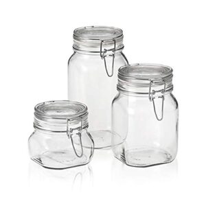 bormioli rocco fido canning jar, set of 3, 3 piece set, clear