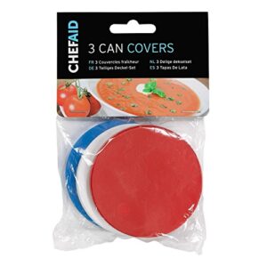 chef aid standard tin can covers, set of 3 can covers, perfect for sealing and keep remaining content fresh after being opened, ideal for use with pet food