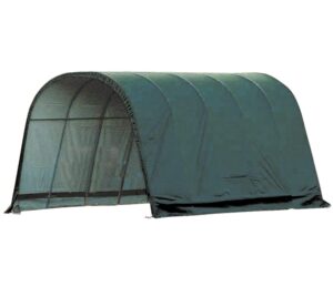 shelterlogic round style run-in shelter, green, 12 x 20 x 10 ft.