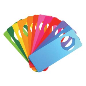 hygloss products bright cardstock door hangers - diy door tag - 10-12 bright assorted colors - fun activity - great for arts & crafts - approx. 4” x 11”, assorted colors, 12 pack