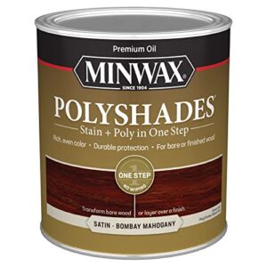 1 qt minwax 61380 bombay mahogany polyshades wood stain and polyurethane satin