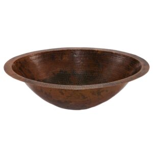 premier copper products lo20fdb 20-inch master bath oval under counter hammered copper bathroom sink, oil rubbed bronze