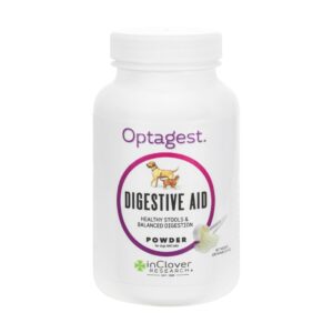 inclover optagest natural digestive aid, organic prebiotics & enzymes supplement powder for dogs and cats - promotes healthy stools, less gas, optimal nutrient absorption, intestinal balance, 3.5oz