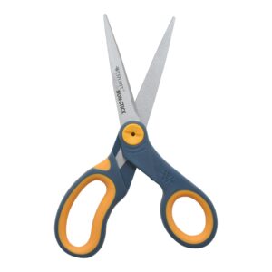 Westcott 8" Straight Titanium Bonded Non-Stick Scissors with Adjustable Glide Feature, Grey/Yellow (14849)