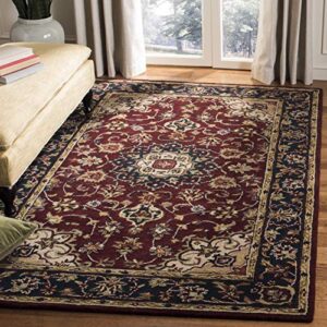 safavieh classic collection area rug - 5' x 8', burgundy & navy, handmade traditional oriental wool, ideal for high traffic areas in living room, bedroom (cl362a)