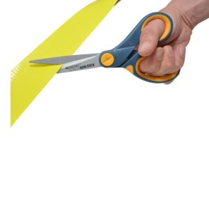 Westcott 8" Straight Titanium Bonded Non-Stick Scissors with Adjustable Glide Feature, Grey/Yellow (14849)