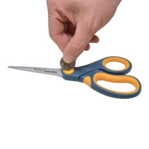 Westcott 8" Straight Titanium Bonded Non-Stick Scissors with Adjustable Glide Feature, Grey/Yellow (14849)