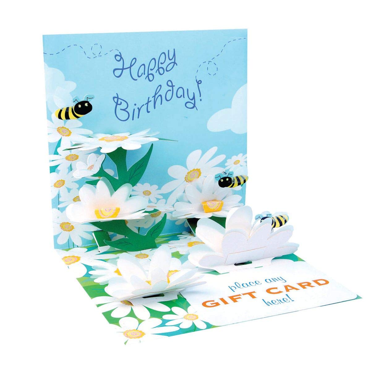 3D Greeting Card - BEES & FLOWERS - Birthday