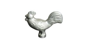 staub 40509-346-0 rooster lid knob, cast iron, silver