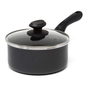 ecolution easy to clean, comfortable handle, even heating, dishwasher safe pots, 2-quart sauce pan, black