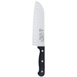 messermeister handcrafted park plaza kullenschliff santoku knife, black, 7-inch