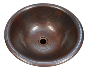 simplycopper 15" round drop in rolled edge copper bathroom sink