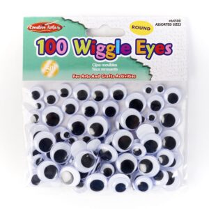 Creative Arts by Charles Leonard Wiggle Eyes, Round, Assorted Sizes, Black, 100/Bag (64500)